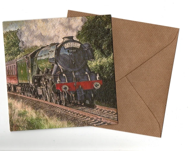 LNER CLASS A3 4472 Flying Scotsman 15x15cm greeting card and envelope £ ...