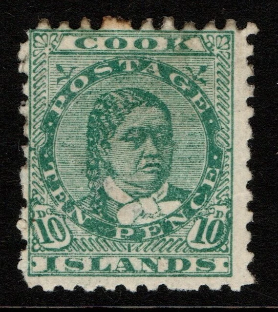COOK ISLANDS 1893 1896 1900 Queen Makea Takau 10d green SG19 Mint MH ...