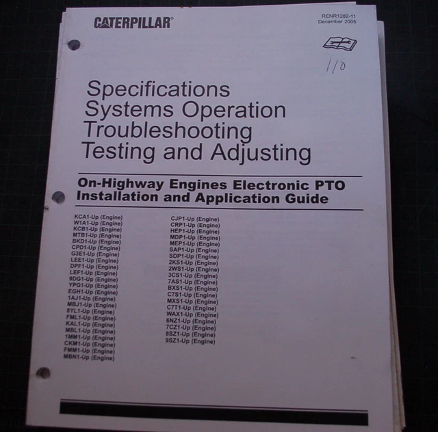 CATERPILLAR TRUCK ENGINE PTO Power Take Off Operation Service Manual ...