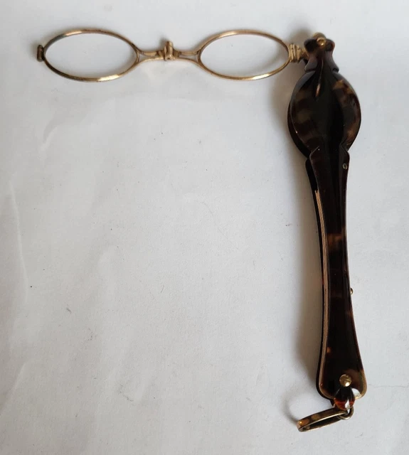 LORGNONS, FACE À Main ancien en Écaille et Vermeil, Poinçon Hure de ...