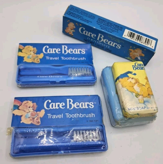 VINTAGE 1986 CARE Bears Set Soap Container 2 Travel Toothbrushes ...