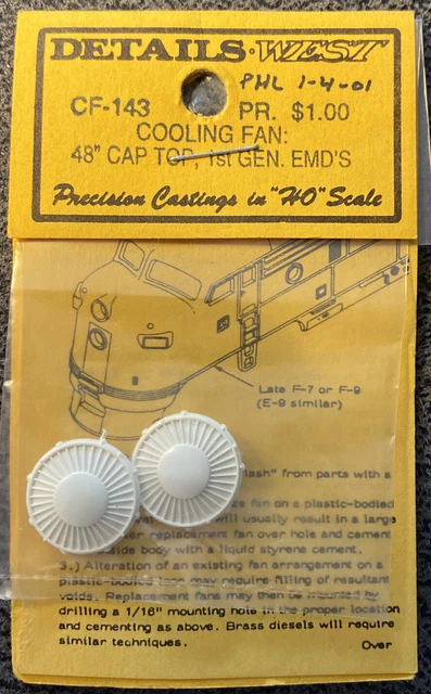 DETAILS WEST - HO Scale - CF-143 - Cooling Fan 48” Cap Top, 1st Gen EMD ...