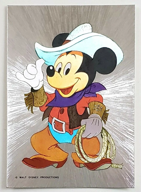 MICKEY MOUSE COWBOY Hat Walt Disney Dufex Foil Postcard Cartoon Silver ...