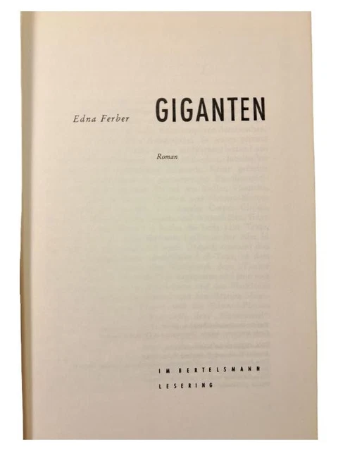 MARKENLOS ROMAN DE Société Giganten Edna Ferber Bertelsmann EUR 3,95 ...