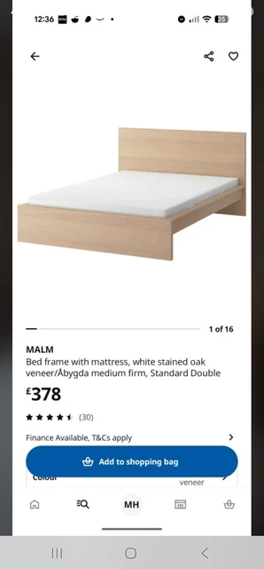 IKEA MALM DOUBLE Bed Frame Light Wood Effect £42.30 - PicClick UK