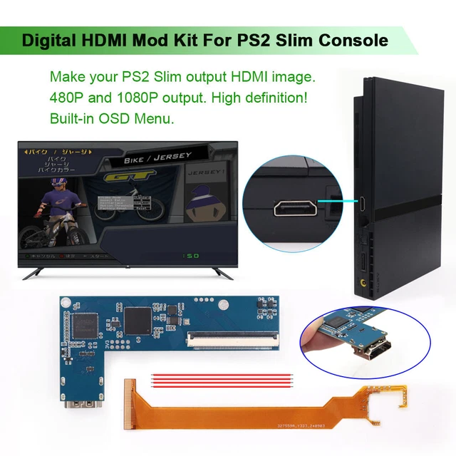 FOR SONY PS2 Slim Digital HDMI Mod Kit Digital to Digital HDMI Kit ...