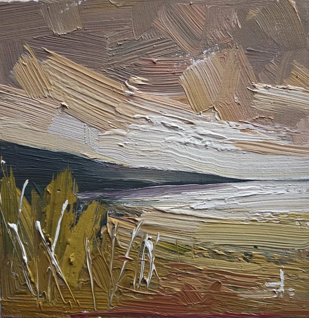 COASTAL LANDSCAPE OIL Painting Vivek Mandalia Impressionism 8X8 ...