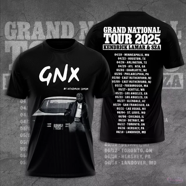 KENDRICK LAMAR GNX 2025 Grand National Tour 3D shirt Fan Gift Tee £14. ...