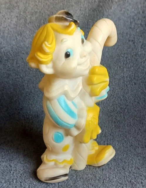 VINTAGE 1950S RUBBER Clown With Candy Cane Squeaky Toy Nice Condition £ ...