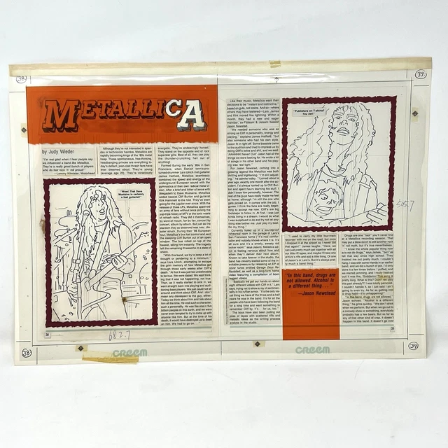 CREEM METALLICA PASTE-UP Layout Metal Magazine Jan 1988 Pages 38/39 ...