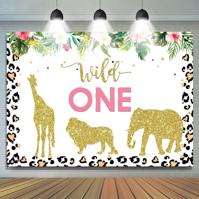 GOLD GLITTER ANIMALS Wild 1st Happy Birthday Backdrop $36.09 - PicClick AU