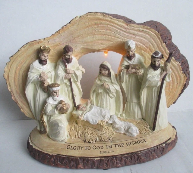 NATIVITY SCENE LIGHT up Bible Verse Luke 2:14 Glory to God in the ...