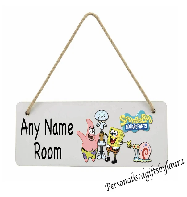 PERSONALISED SPONGEBOB SQUAREPANTS Kid Bedroom Door Sign with/without ...