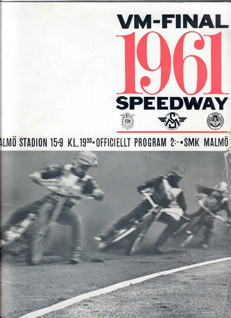 1961 WORLD SPEEDWAY Final - 15/09/1961 at Malmo - RARE £99.99 - PicClick UK