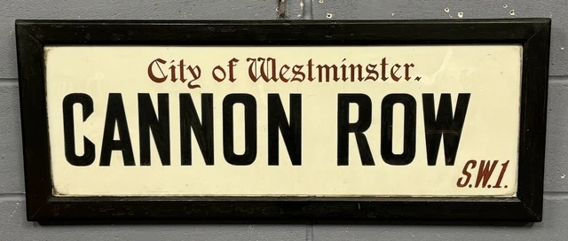 ORIGINAL RARE ANTIQUE London Glass Street Road Sign Cannon Row c1890 ...