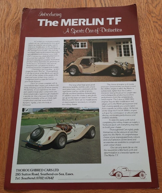 MERLIN TF SPORTS car sales brochure from UK. Early 1980s kit car £10.67 ...