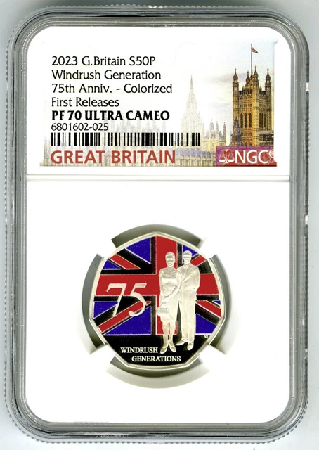 2023 GREAT BRITAIN S50P Silver Proof Ngc Pf70 Ucam 75Th Windrush ...