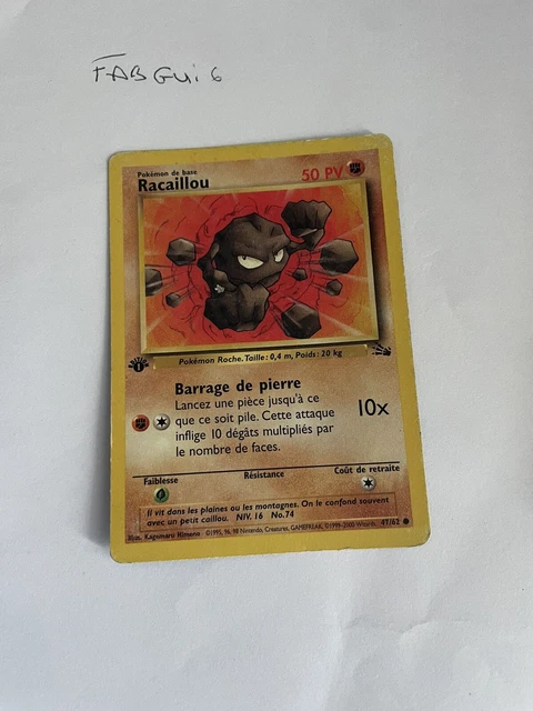 CARTE POKÉMON - Racaillou 47/62 Édition 1 EUR 4,00 - PicClick FR