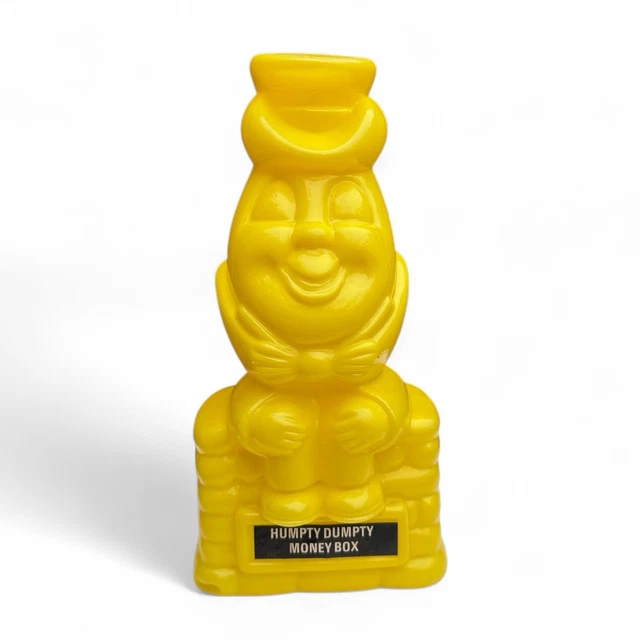 VINTAGE 1970S YELLOW Humpty Dumpty Plastic Money Box with Stopper Retro ...