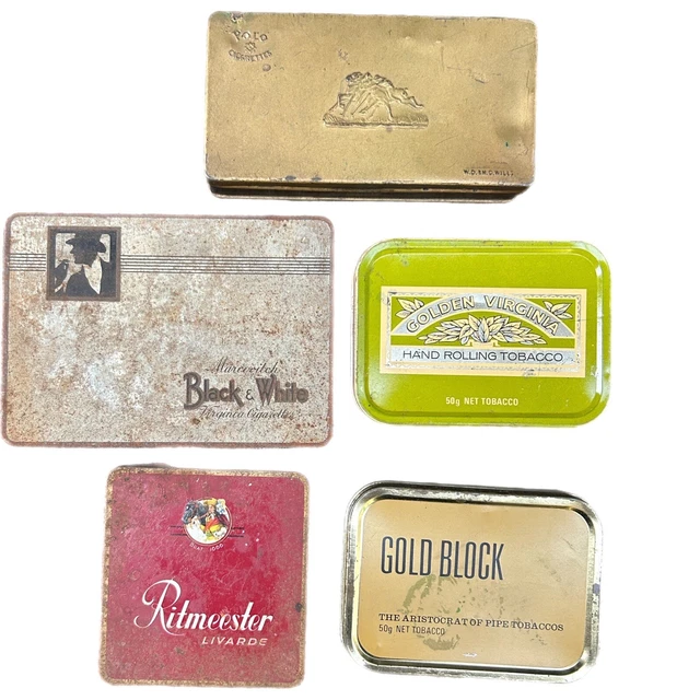 BULK LOT GOLDEN Virginia Gold Block Etc Tobacco Tin 2oz Cigarette Tins ...
