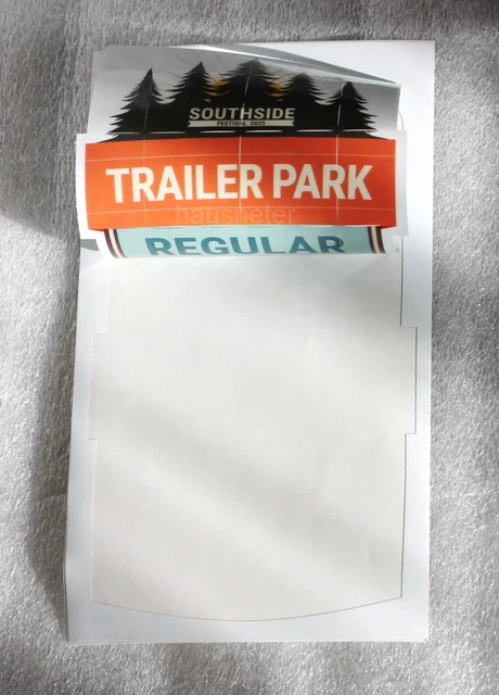 SOUTHSIDE TRAILER PARK Regular WoMo Plakette Wohnmobil Ticket Karte EUR ...