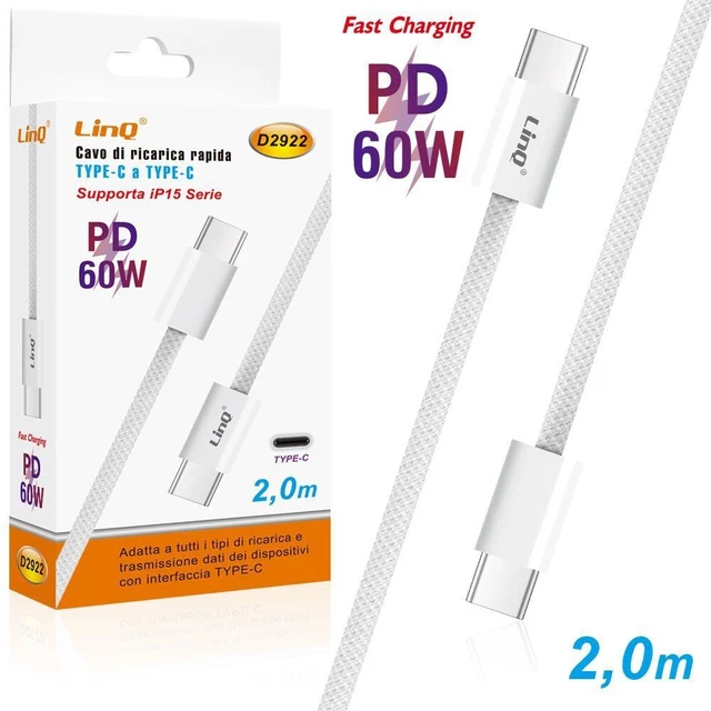 CÂBLE DE DONNÉES Et De Charge LinQ D2922 USB-C 60W 2M Charge Rapide PD EUR 35,77 - PicClick FR