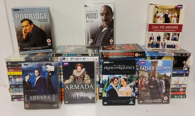55 X BBC & ITV DVDs JobLot-Call The Midwife POIROT Porridge Pride And ...