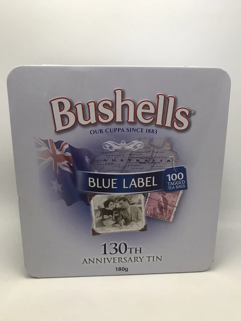 BUSHELLS BLUE LABEL Tea 130th Anniversary Tin 2013 100 Tagged Tea Bags ...