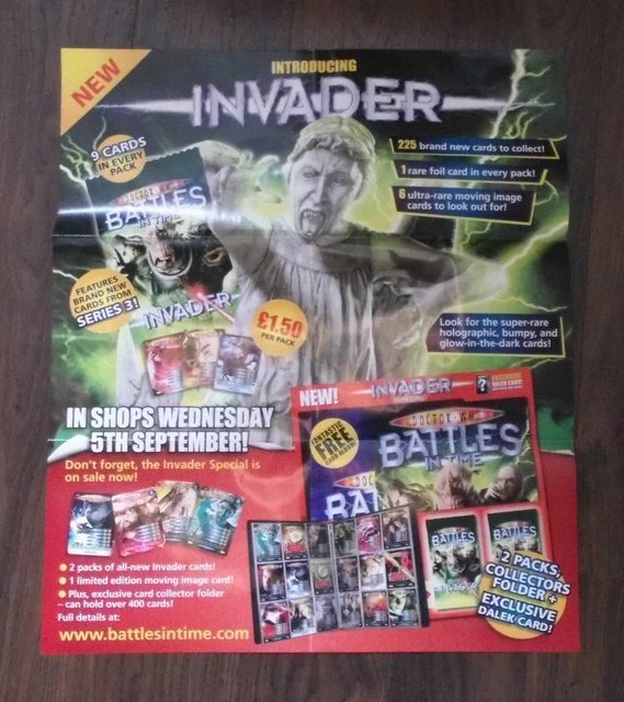 DR DOCTOR WHO BATTLES IN TIME Unused Invader Poster Checklist 50 x 59cm ...