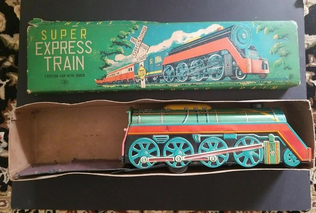 VINTAGE TIN LITHO SUPER EXPRESS TRAIN Trade Mark Modern Toys TRAIN ...