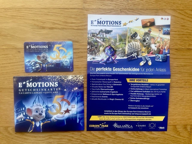 EUROPA-PARK RUST E MOTIONS Gutscheinkarte 50 JAHRE | 50 years Ed EUR 2 ...