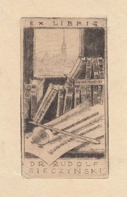 EXLIBRIS BOOKPLATE RADIERUNG Alice Katscher-Reischer 1891-1968 ...