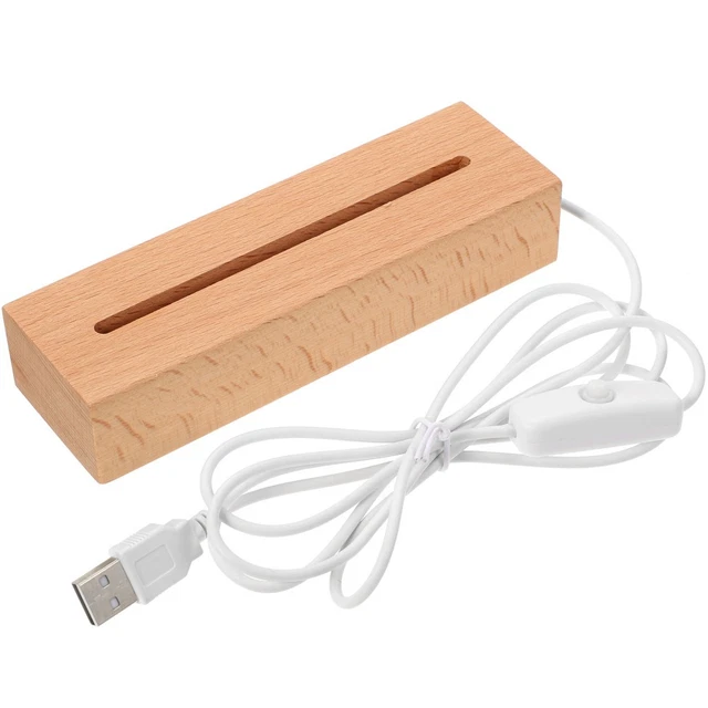SOLID WOOD LED Light Base Rectangular Acrylic Art Display Stand Lamp ...