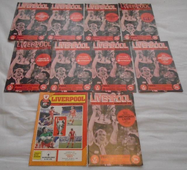 VINTAGE 1980'S LIVERPOOL FOOTBALL CLUB LOT OF 10 X FOOTBALL PROGRAM'S ...