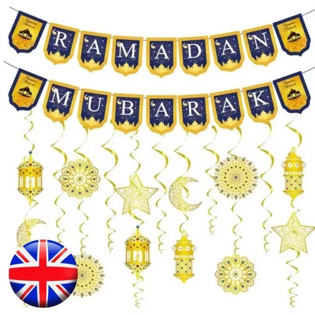 RAMADAN MUBARAK BANNER Hanging Bunting Garlands Islamic Party ...