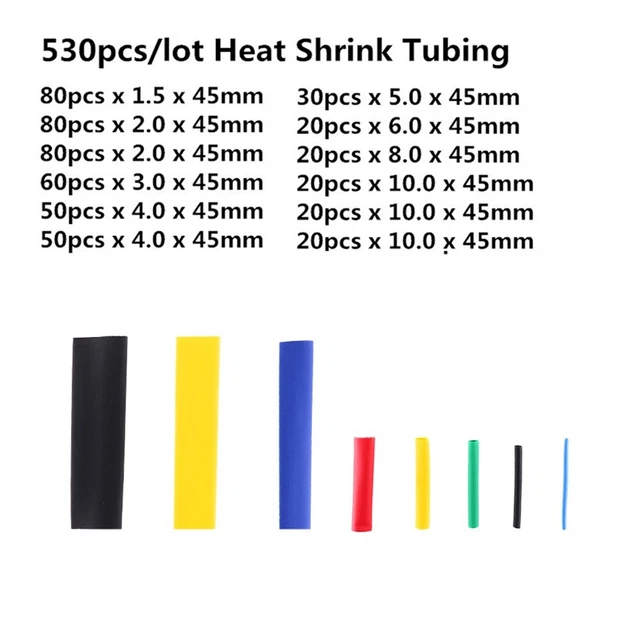 TUBE THERMORÉTRACTABLE HAUTE performance en polyoléfine 8 tailles 5 ...