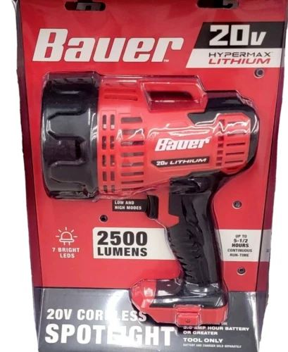 BAUER 20V HYPERMAX Cordless 2500 Lumen Spotlight batery not included £ ...