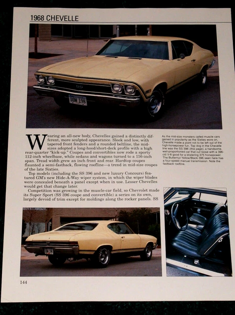 1968 CHEVY CHEVELLE-SS-300-MALIBU Spec Sheet 68 396 307 Ss396 ...