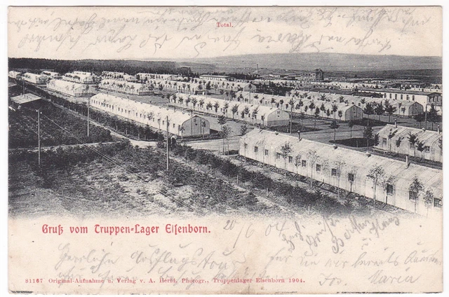 AK GRUSS VOM Truppen-Lager Elsenborn 1904 Belgien Baracken ...
