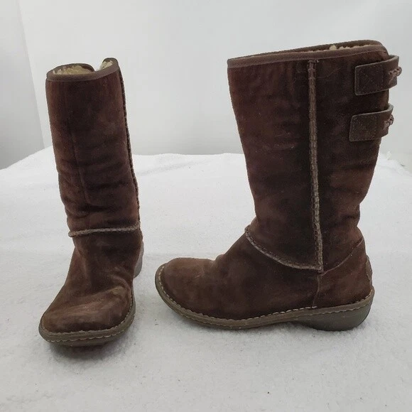 UGG BOOTS 5 Haywell Brown Suede Leather Winter Shearling Sheepskin ...