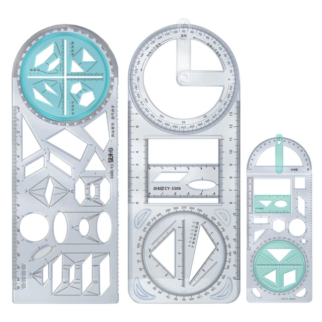 MULTIFUNCTIONAL RULER GEOMETRIC Drawing Template Measuring Drafting ...