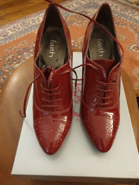 FAITH BURGUNDY / Maroon colour Patent Leather Lace-up Heels / Shoes ...