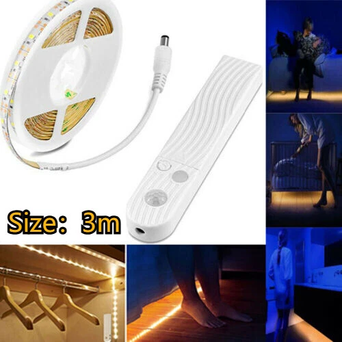 PIR MOTION SENSOR LED Strip Night Light 2835 battery Bed Closet ...