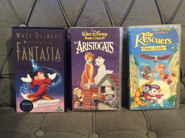 3 DISNEY VHS Video Tapes - Fantasia The Aristocats and The Rescuers £7. ...
