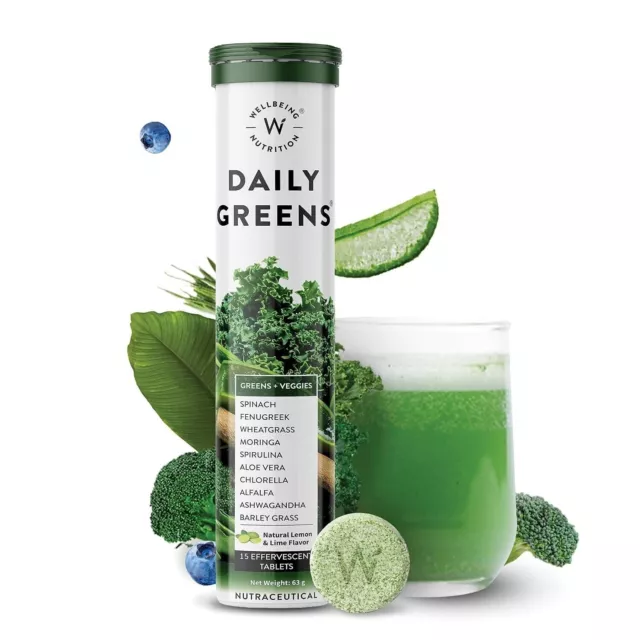 WELLBEING NUTRITION DAILY Greens (15 Effervescent Tablets) | Vitamin C ...