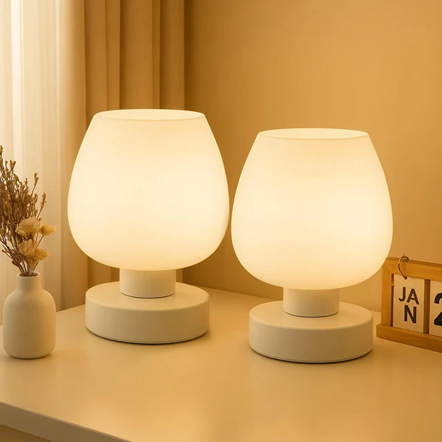 MODERN TOUCH TABLE Lamp Globe Opal Glass Shade 3-Level Dimmable Warm ...