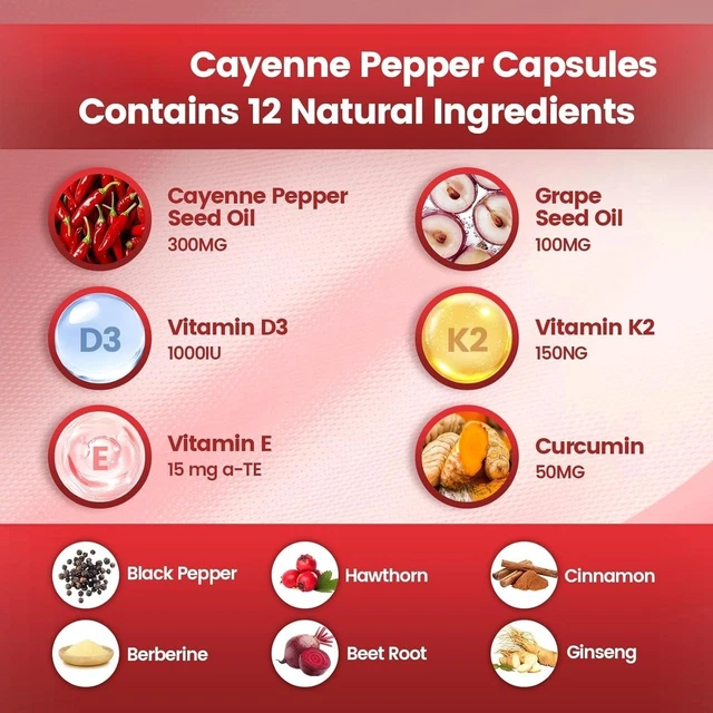 CAYENNE PEPPER SOFTGEL Support Leg Vein Heart Blood Vessel Health ...
