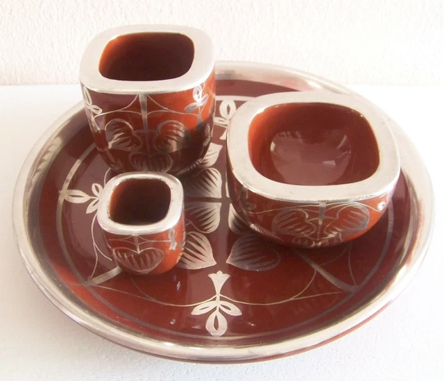 RICHARD GINORI SERVIZIO Da Fumo Completo In Ceramica Marrone Decori ...
