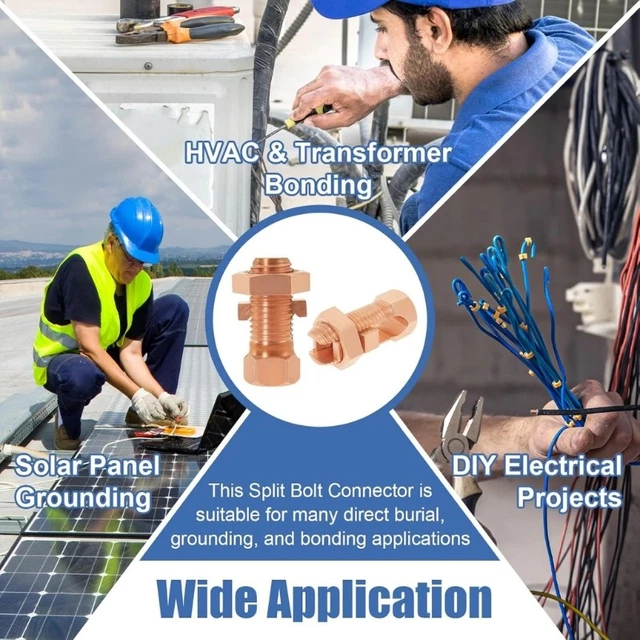 EFFICIENT BRASSES SPLIT Bolt Connectors for Bare Wire Electrical ...