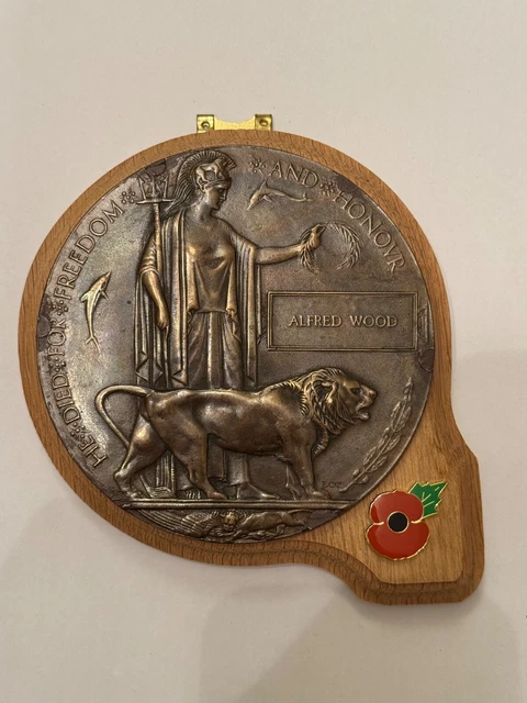 WW1 MEMORIAL PLAQUE Death Penny - ALFRED WOOD £55.99 - PicClick UK